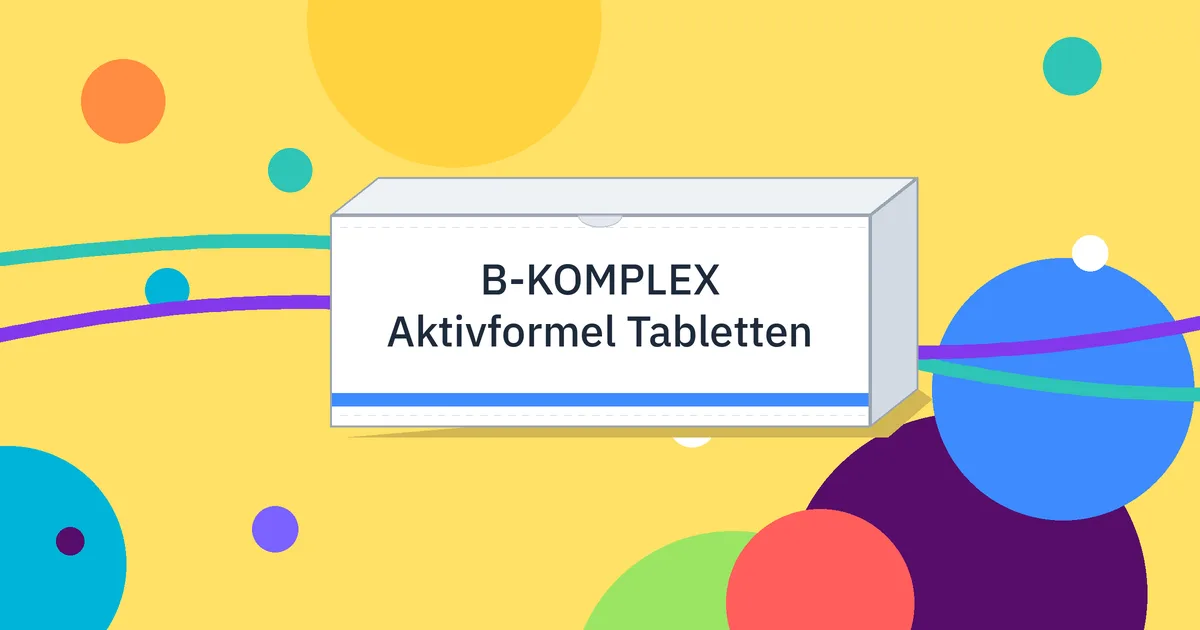 Symbolbild: Packung mit der Aufschrift B-KOMPLEX Aktivformel Tabletten (PZN 17890570) – Verfügbarkeit und Bezug in Apotheken in Frankfurt am Main