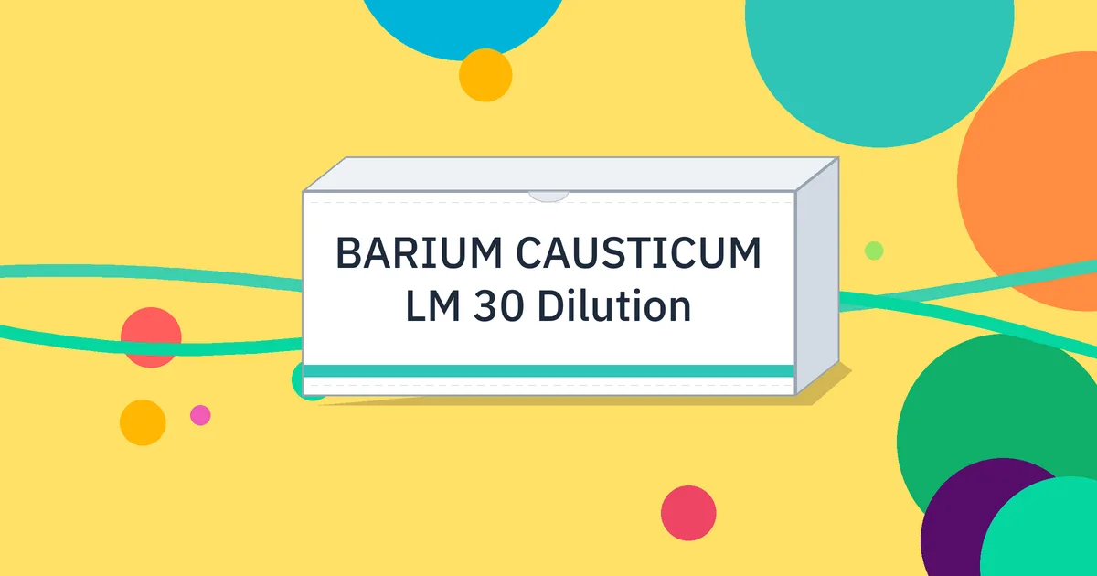 Symbolbild: Packung mit der Aufschrift BARIUM CAUSTICUM LM 30 Dilution (PZN 13376988) – Verfügbarkeit und Bezug in Apotheken in Frankfurt am Main