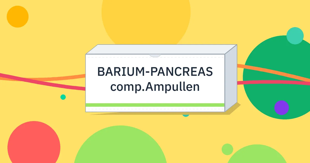 Symbolbild: Packung mit der Aufschrift BARIUM-PANCREAS comp.Ampullen (PZN 01750855) – Verfügbarkeit und Bezug in Apotheken in Frankfurt am Main