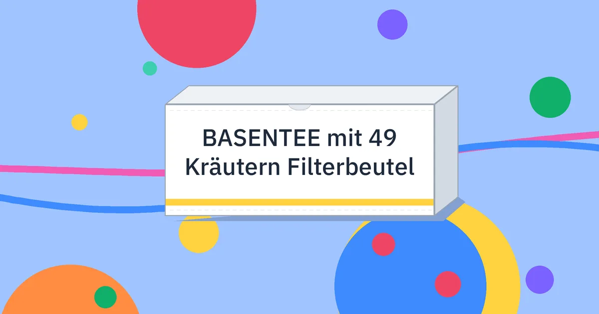 Symbolbild: Packung mit der Aufschrift BASENTEE mit 49 Kräutern Filterbeutel (PZN 07699291) – Verfügbarkeit und Bezug in Apotheken in Frankfurt am Main