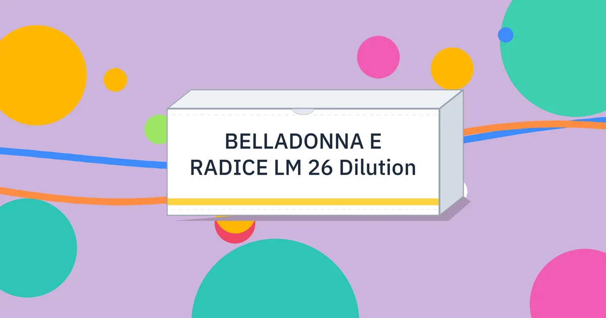 Symbolbild: Packung mit der Aufschrift BELLADONNA E RADICE LM 26 Dilution (PZN 13381506) – Verfügbarkeit und Bezug in Apotheken in Frankfurt am Main