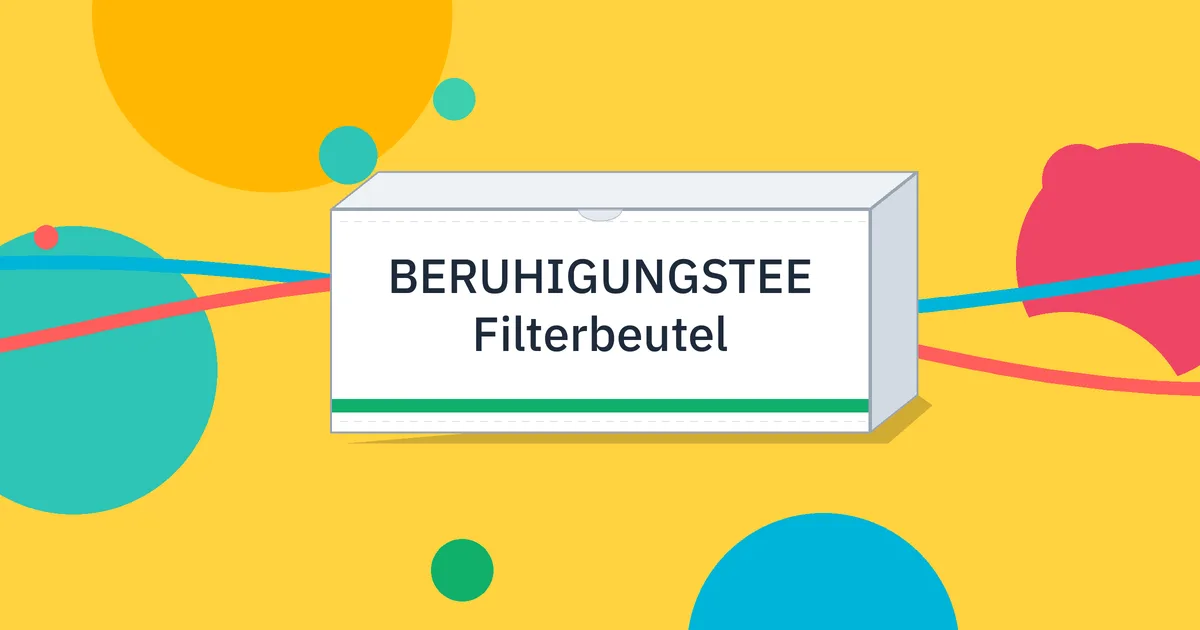 Symbolbild: Packung mit der Aufschrift BERUHIGUNGSTEE Filterbeutel (PZN 07139008) – Verfügbarkeit und Bezug in Apotheken in Frankfurt am Main