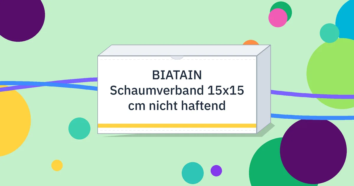Symbolbild: Packung mit der Aufschrift BIATAIN Schaumverband 15x15 cm nicht haftend (PZN 00568249) – Verfügbarkeit und Bezug in Apotheken in Frankfurt am Main