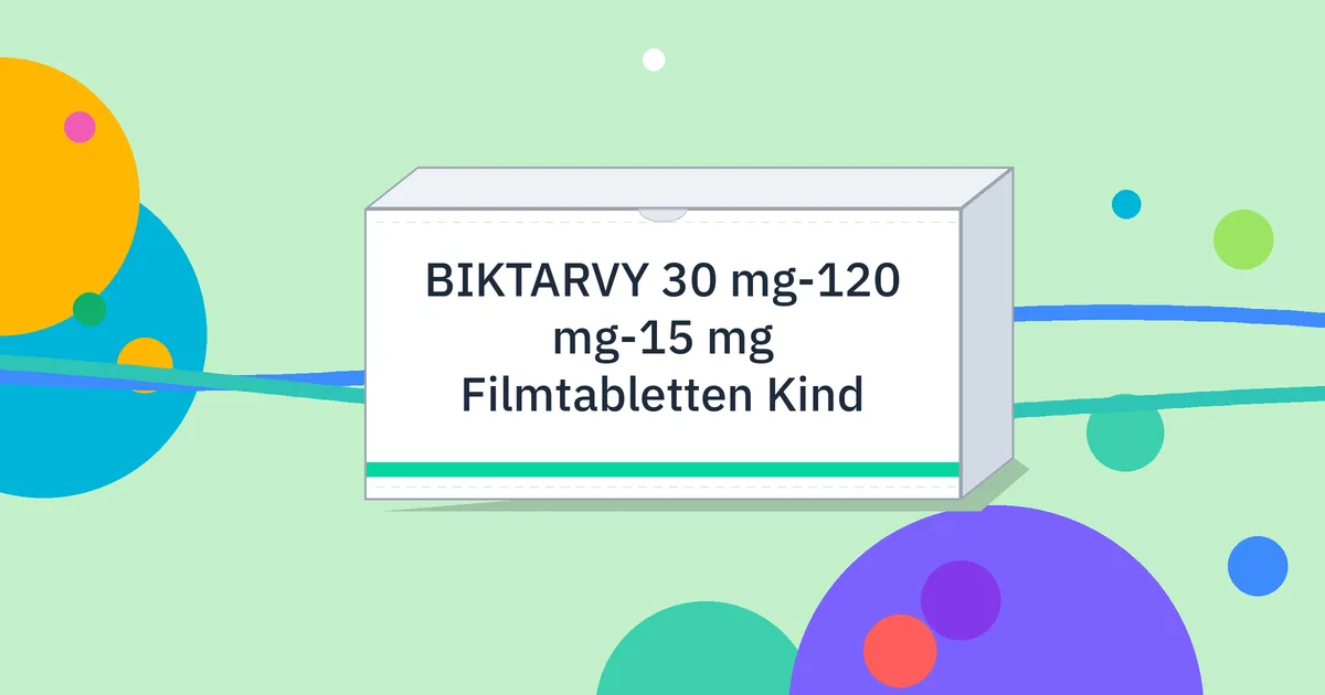 Symbolbild: Packung mit der Aufschrift BIKTARVY 30 mg-120 mg-15 mg Filmtabletten Kind (PZN 18107655) – Verfügbarkeit und Bezug in Apotheken in Frankfurt am Main