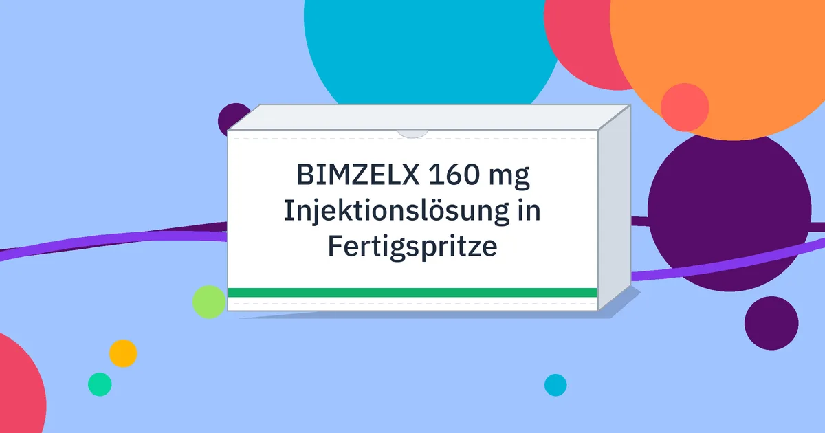 Symbolbild: Packung mit der Aufschrift BIMZELX 160 mg Injektionslösung in Fertigspritze (PZN 18672295) – Verfügbarkeit und Bezug in Apotheken in Frankfurt am Main