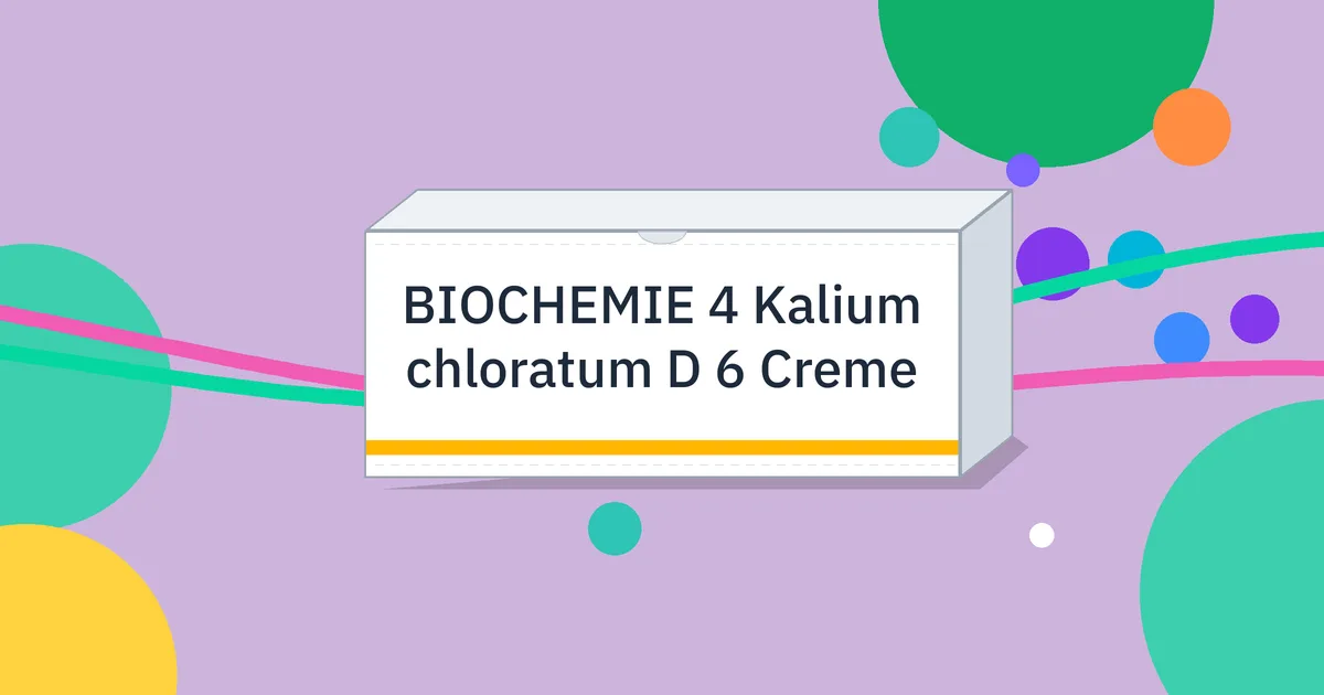 Symbolbild: Packung mit der Aufschrift BIOCHEMIE 4 Kalium chloratum D 6 Creme (PZN 04535212) – Verfügbarkeit und Bezug in Apotheken in Frankfurt am Main