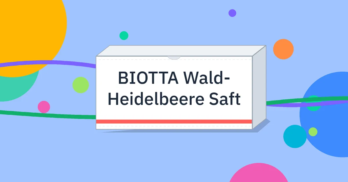 Symbolbild: Packung mit der Aufschrift BIOTTA Wald-Heidelbeere Saft (PZN 12387719) – Verfügbarkeit und Bezug in Apotheken in Frankfurt am Main