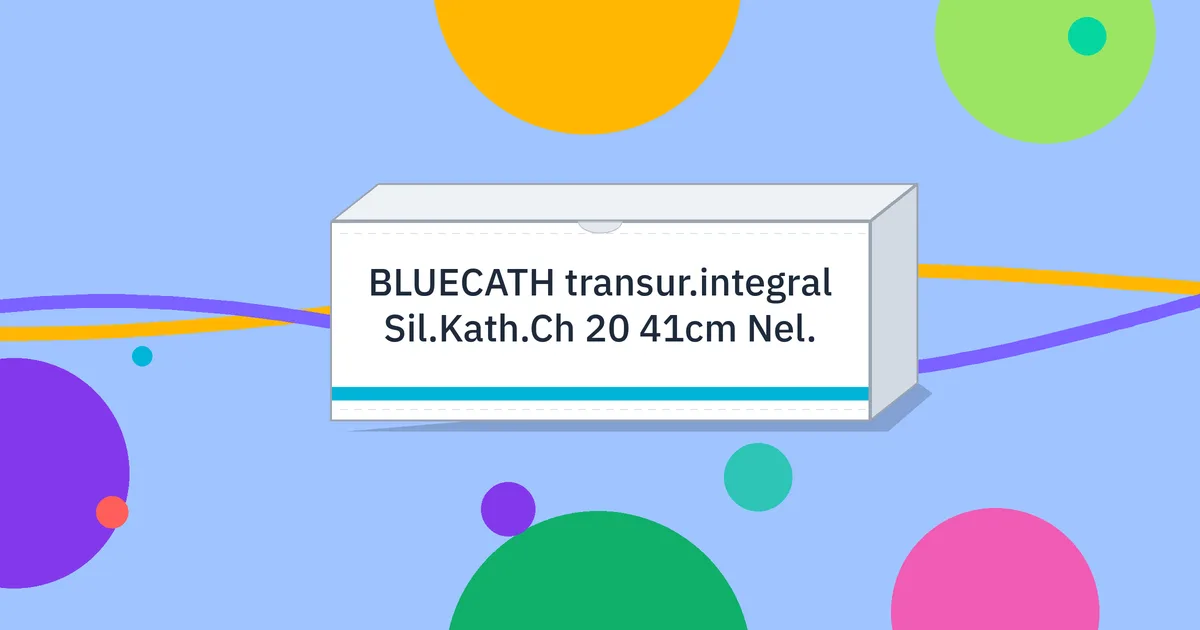 Symbolbild: Packung mit der Aufschrift BLUECATH transur.integral Sil.Kath.Ch 20 41cm Nel. (PZN 18064555) – Verfügbarkeit und Bezug in Apotheken in Frankfurt am Main