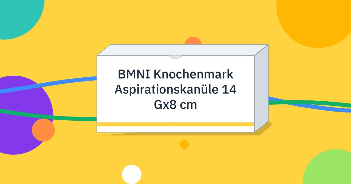 Symbolbild: Packung mit der Aufschrift BMNI Knochenmark Aspirationskanüle 14 Gx8 cm (PZN 06125872) – Verfügbarkeit und Bezug in Apotheken in Frankfurt am Main