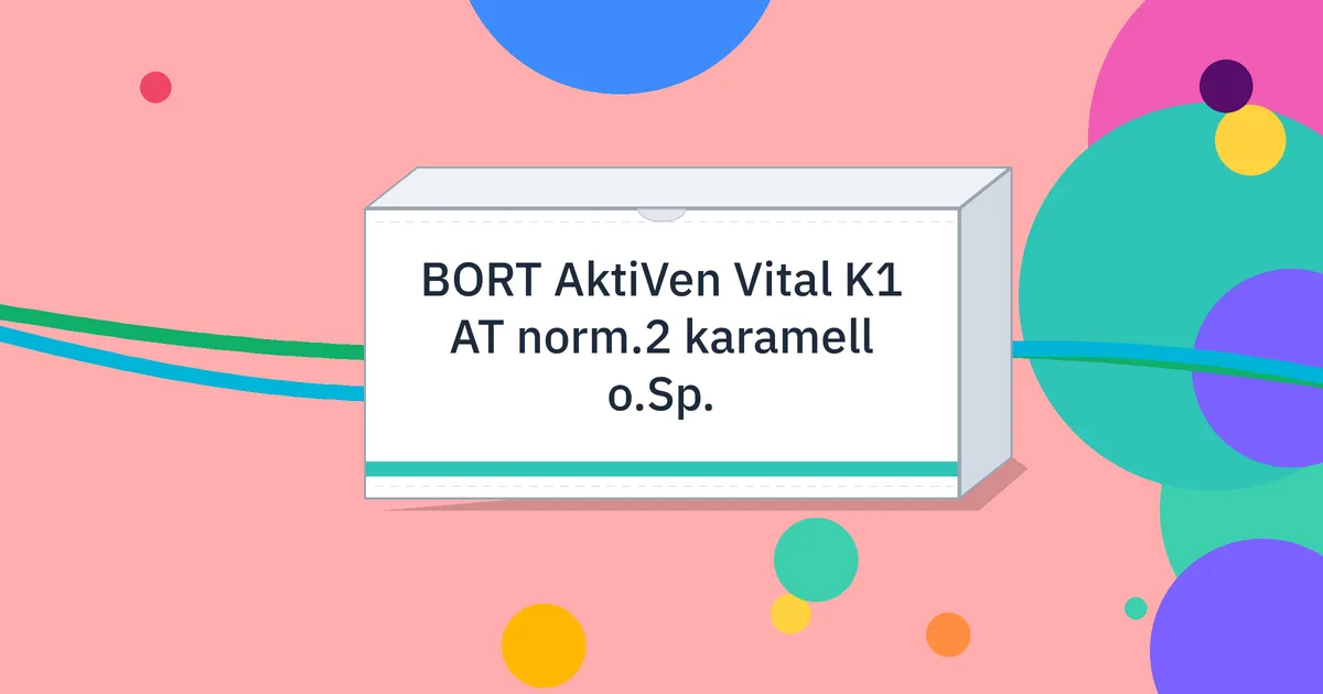 Symbolbild: Packung mit der Aufschrift BORT AktiVen Vital K1 AT norm.2 karamell o.Sp. (PZN 13736895) – Verfügbarkeit und Bezug in Apotheken in Frankfurt am Main