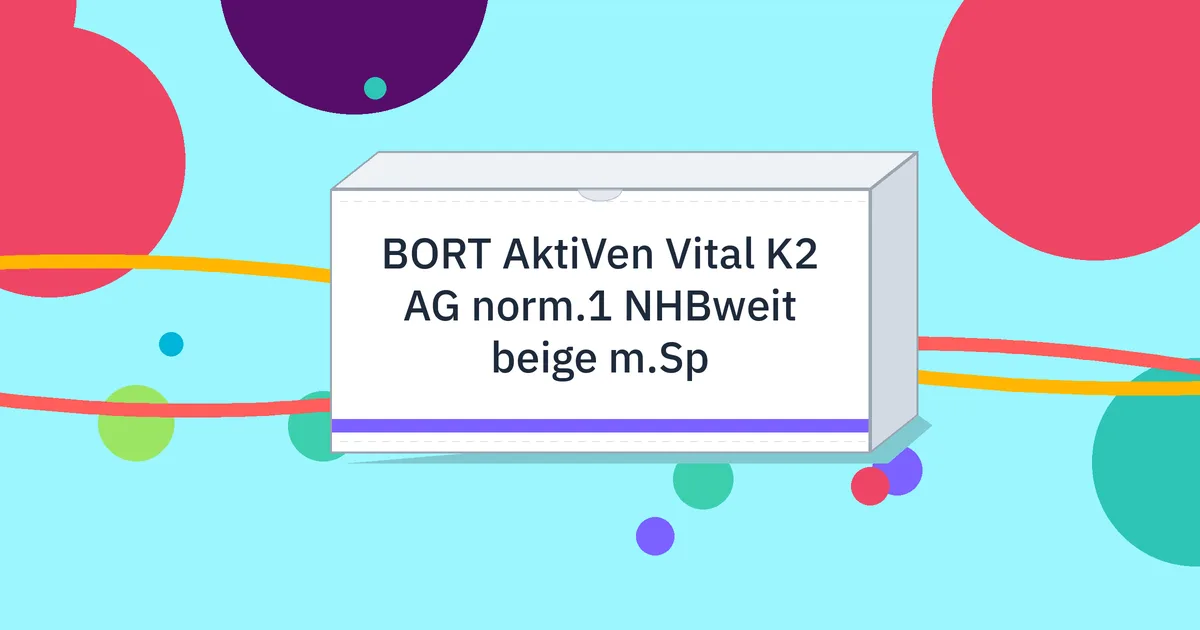 Symbolbild: Packung mit der Aufschrift BORT AktiVen Vital K2 AG norm.1 NHBweit beige m.Sp (PZN 13731886) – Verfügbarkeit und Bezug in Apotheken in Frankfurt am Main