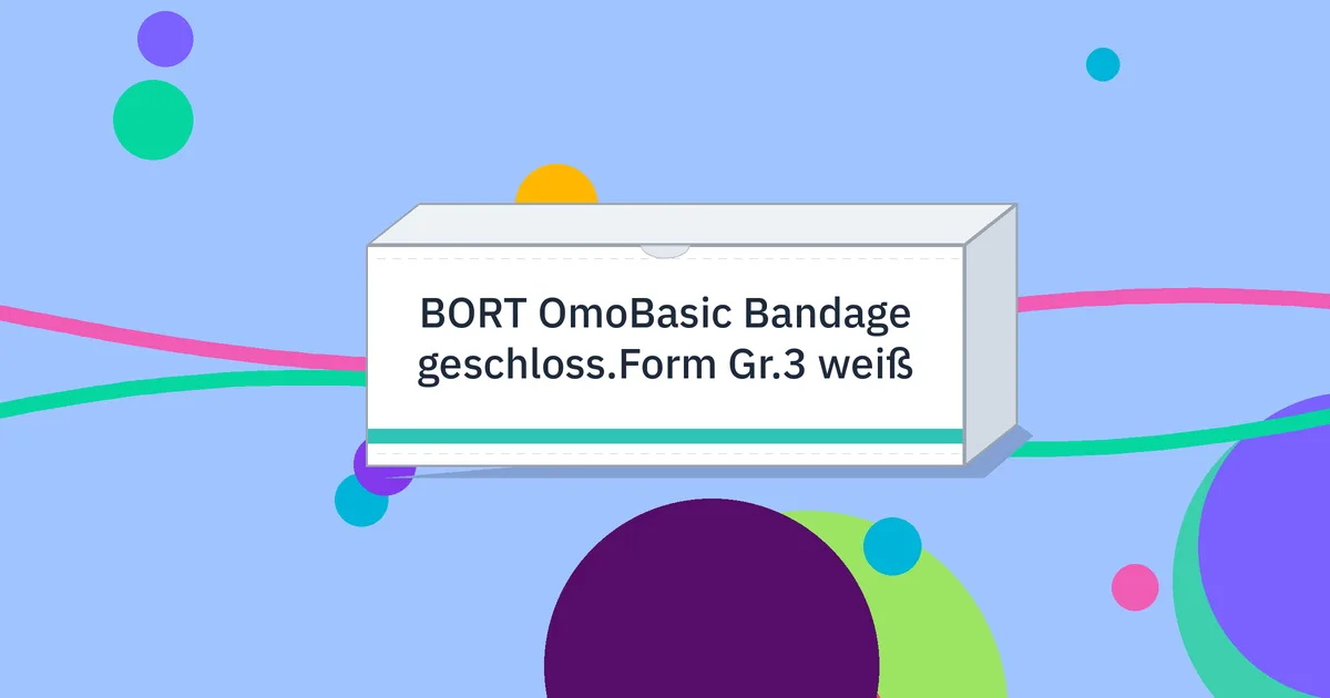 Symbolbild: Packung mit der Aufschrift BORT OmoBasic Bandage geschloss.Form Gr.3 weiß (PZN 07350482) – Verfügbarkeit und Bezug in Apotheken in Frankfurt am Main