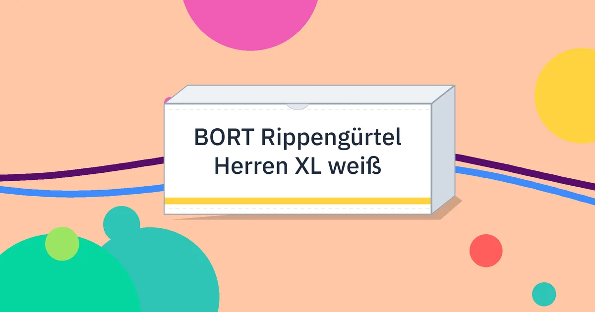 Symbolbild: Packung mit der Aufschrift BORT Rippengürtel Herren XL weiß (PZN 02687923) – Verfügbarkeit und Bezug in Apotheken in Frankfurt am Main
