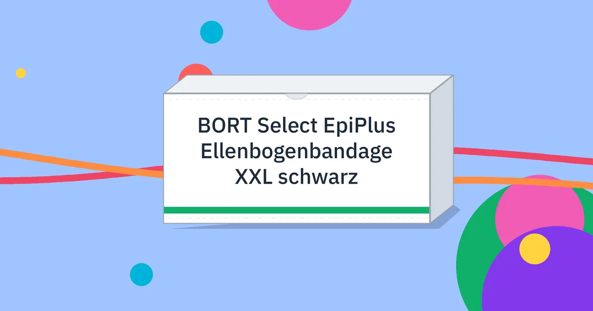 Symbolbild: Packung mit der Aufschrift BORT Select EpiPlus Ellenbogenbandage XXL schwarz (PZN 05540586) – Verfügbarkeit und Bezug in Apotheken in Frankfurt am Main