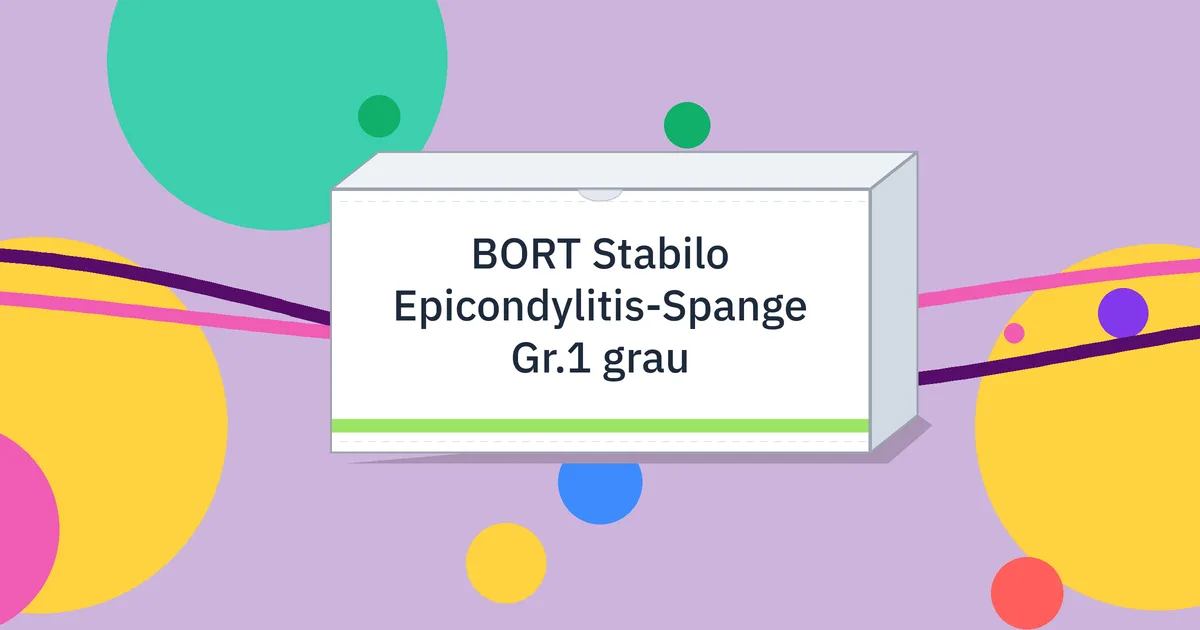 Symbolbild: Packung mit der Aufschrift BORT Stabilo Epicondylitis-Spange Gr.1 grau (PZN 20099532) – Verfügbarkeit und Bezug in Apotheken in Frankfurt am Main