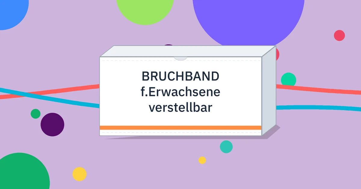 Symbolbild: Packung mit der Aufschrift BRUCHBAND f.Erwachsene verstellbar (PZN 01961842) – Verfügbarkeit und Bezug in Apotheken in Frankfurt am Main