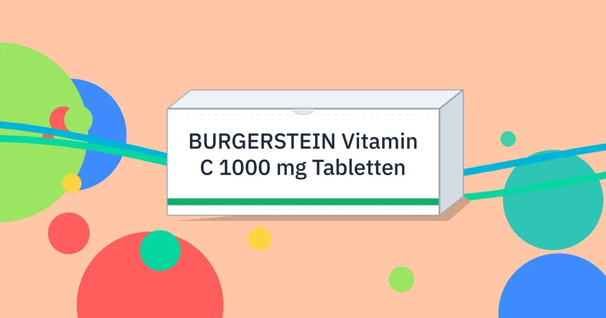 Symbolbild: Packung mit der Aufschrift BURGERSTEIN Vitamin C 1000 mg Tabletten (PZN 17521223) – Verfügbarkeit und Bezug in Apotheken in Frankfurt am Main
