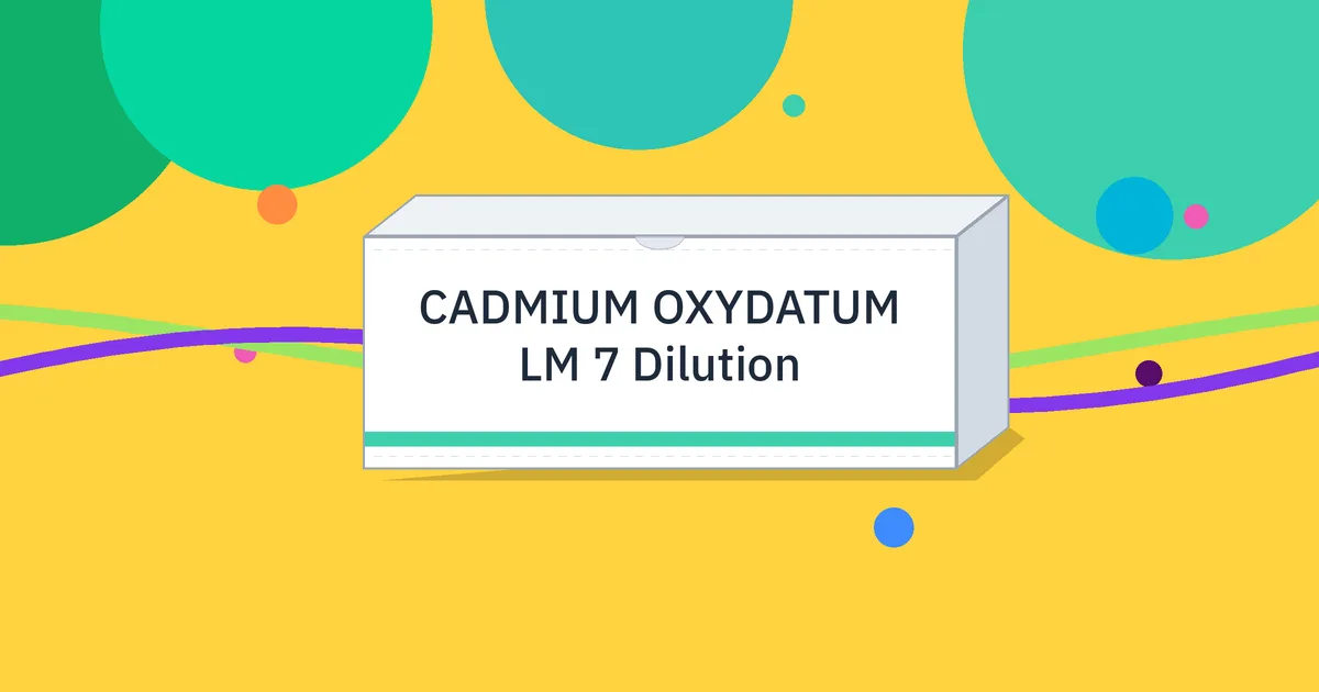 Symbolbild: Packung mit der Aufschrift CADMIUM OXYDATUM LM 7 Dilution (PZN 13400994) – Verfügbarkeit und Bezug in Apotheken in Frankfurt am Main