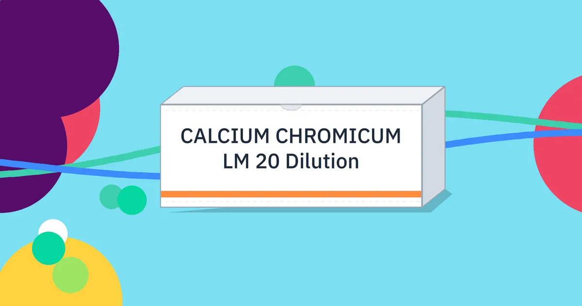 Symbolbild: Packung mit der Aufschrift CALCIUM CHROMICUM LM 20 Dilution (PZN 13408429) – Verfügbarkeit und Bezug in Apotheken in Frankfurt am Main