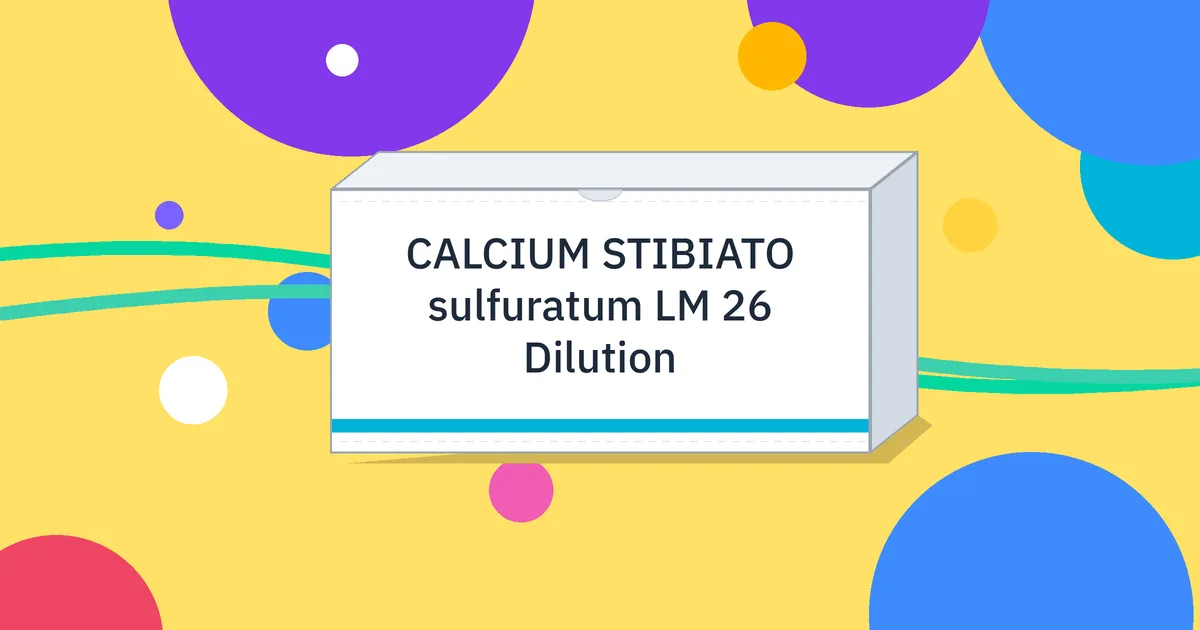 Symbolbild: Packung mit der Aufschrift CALCIUM STIBIATO sulfuratum LM 26 Dilution (PZN 12806719) – Verfügbarkeit und Bezug in Apotheken in Frankfurt am Main