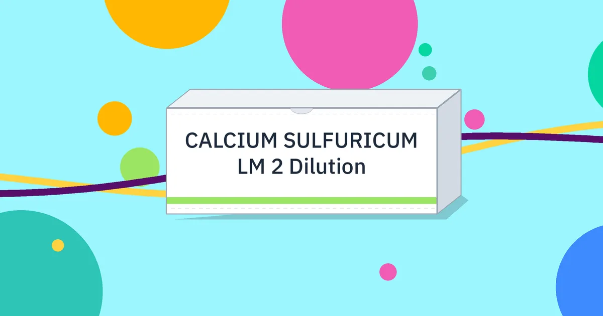 Symbolbild: Packung mit der Aufschrift CALCIUM SULFURICUM LM 2 Dilution (PZN 12806889) – Verfügbarkeit und Bezug in Apotheken in Frankfurt am Main