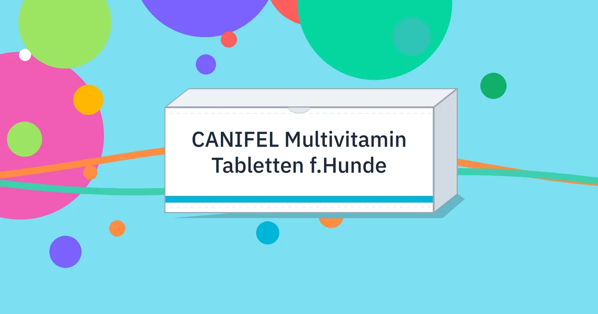 Symbolbild: Packung mit der Aufschrift CANIFEL Multivitamin Tabletten f.Hunde (PZN 20589526) – Verfügbarkeit und Bezug in Apotheken in Frankfurt am Main