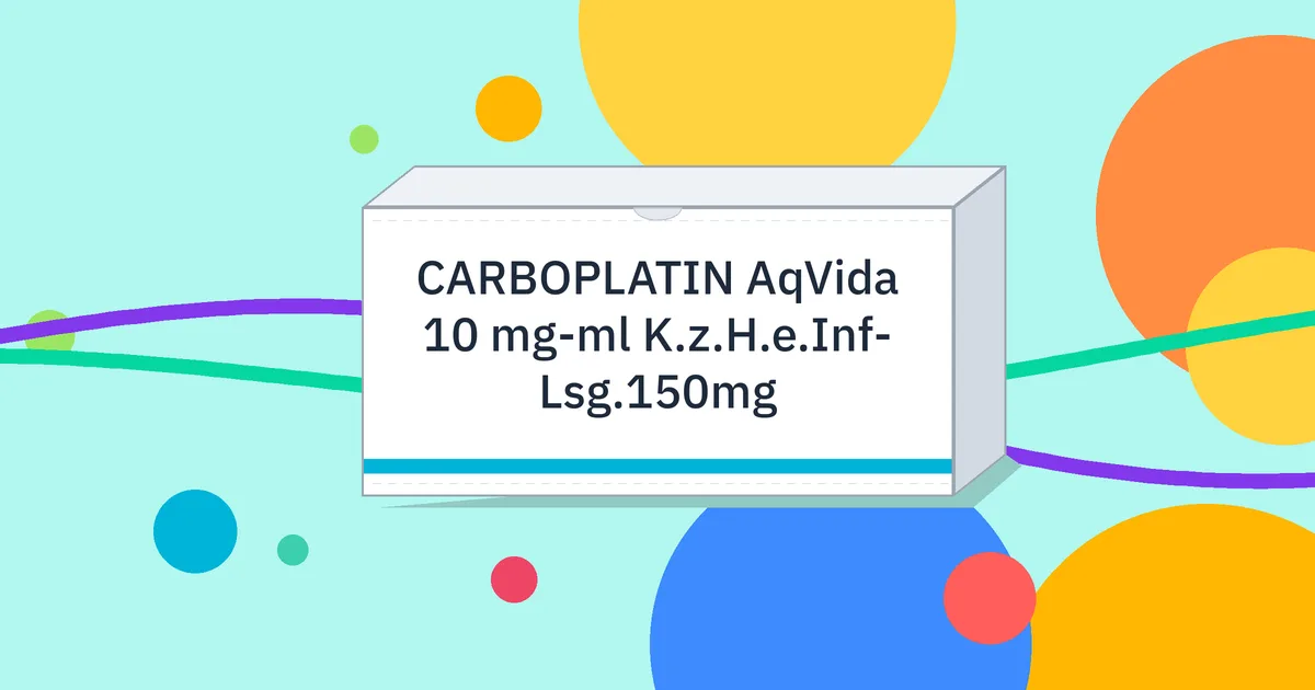 Symbolbild: Packung mit der Aufschrift CARBOPLATIN AqVida 10 mg-ml K.z.H.e.Inf-Lsg.150mg (PZN 20006401) – Verfügbarkeit und Bezug in Apotheken in Frankfurt am Main