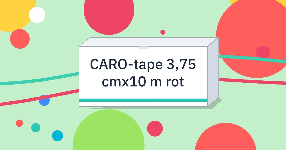 Symbolbild: Packung mit der Aufschrift CARO-tape 3,75 cmx10 m rot (PZN 11670749) – Verfügbarkeit und Bezug in Apotheken in Frankfurt am Main