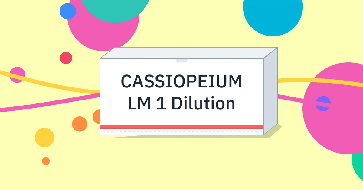 Symbolbild: Packung mit der Aufschrift CASSIOPEIUM LM 1 Dilution (PZN 13433717) – Verfügbarkeit und Bezug in Apotheken in Frankfurt am Main