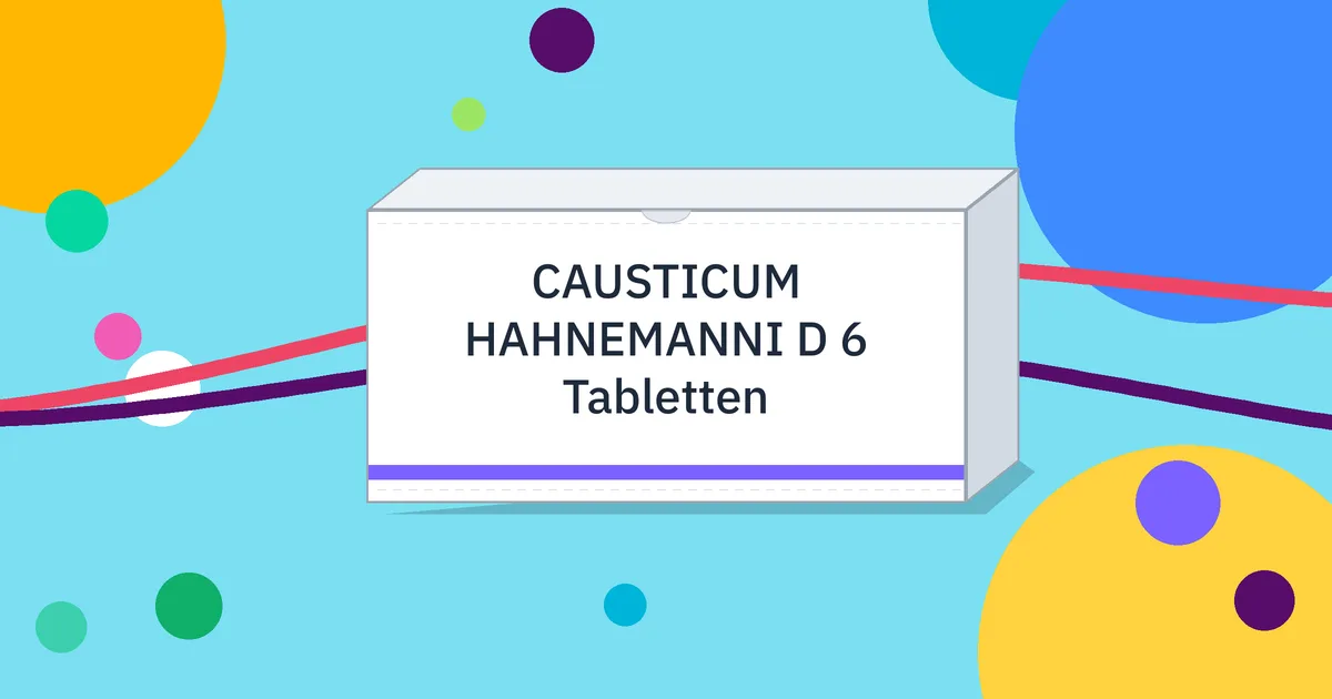 Symbolbild: Packung mit der Aufschrift CAUSTICUM HAHNEMANNI D 6 Tabletten (PZN 01764449) – Verfügbarkeit und Bezug in Apotheken in Frankfurt am Main