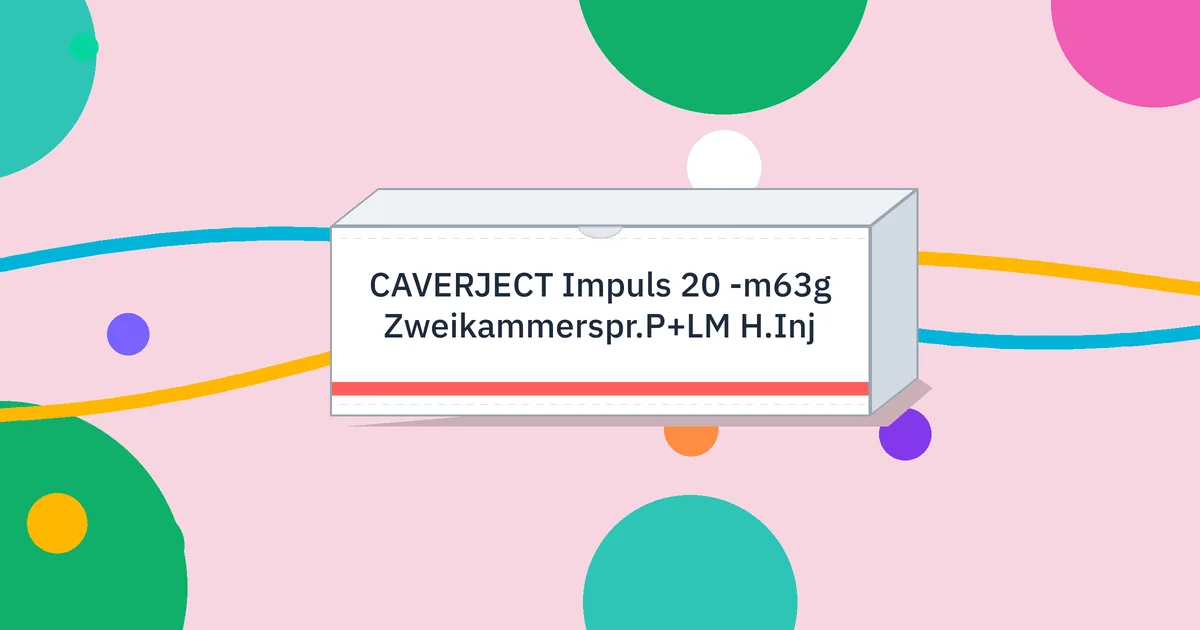 Symbolbild: Packung mit der Aufschrift CAVERJECT Impuls 20 -m63g Zweikammerspr.P+LM H.Inj (PZN 12586979) – Verfügbarkeit und Bezug in Apotheken in Frankfurt am Main