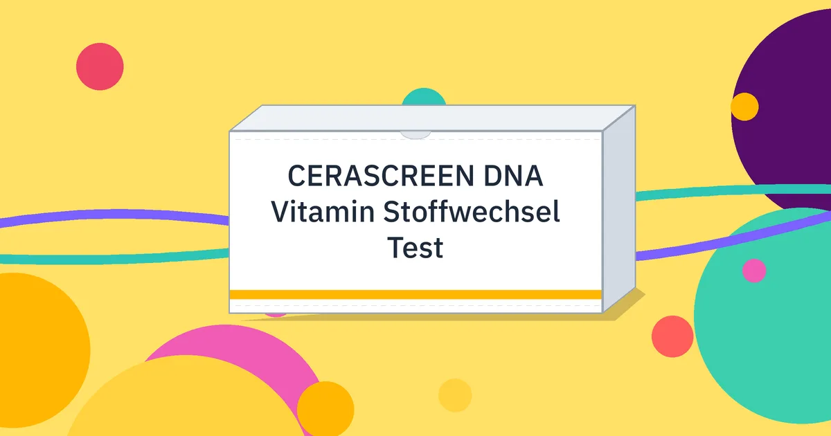 Symbolbild: Packung mit der Aufschrift CERASCREEN DNA Vitamin Stoffwechsel Test (PZN 17179888) – Verfügbarkeit und Bezug in Apotheken in Frankfurt am Main