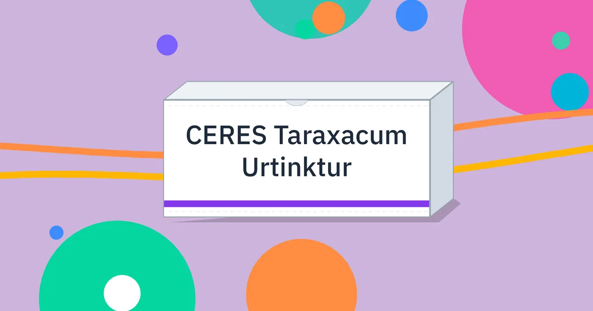 Symbolbild: Packung mit der Aufschrift CERES Taraxacum Urtinktur (PZN 00245291) – Verfügbarkeit und Bezug in Apotheken in Frankfurt am Main