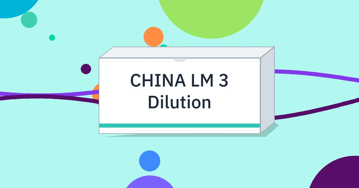 Symbolbild: Packung mit der Aufschrift CHINA LM 3 Dilution (PZN 12813725) – Verfügbarkeit und Bezug in Apotheken in Frankfurt am Main