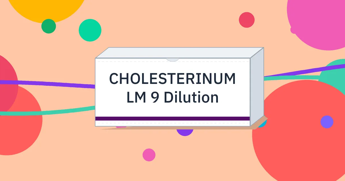 Symbolbild: Packung mit der Aufschrift CHOLESTERINUM LM 9 Dilution (PZN 12817315) – Verfügbarkeit und Bezug in Apotheken in Frankfurt am Main