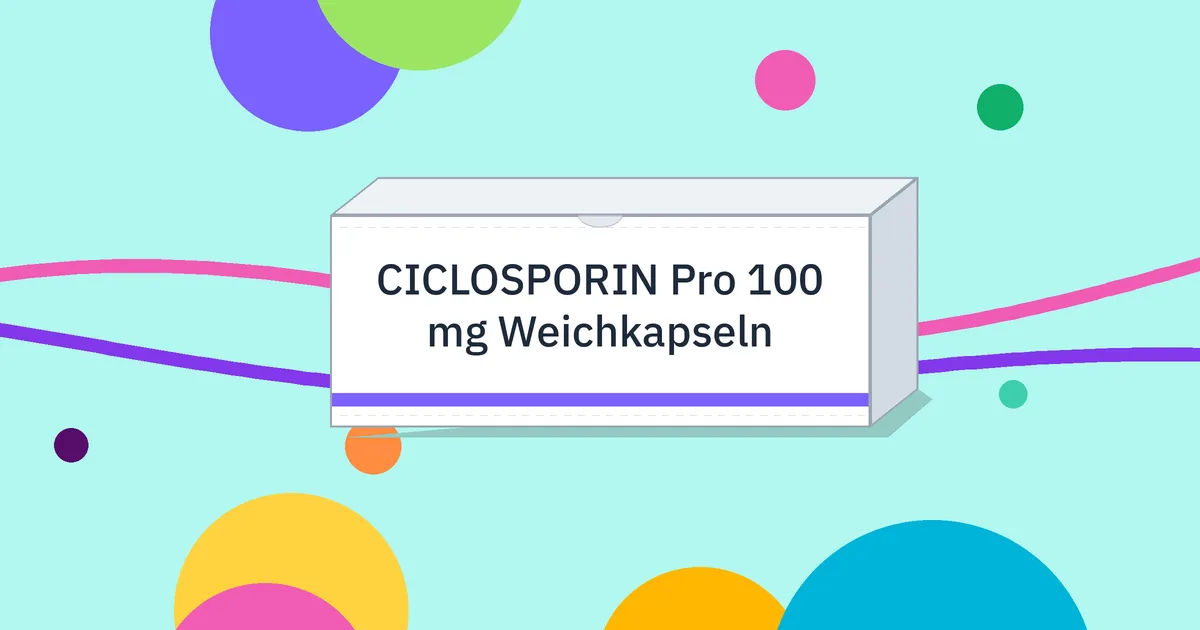 Symbolbild: Packung mit der Aufschrift CICLOSPORIN Pro 100 mg Weichkapseln (PZN 02702798) – Verfügbarkeit und Bezug in Apotheken in Frankfurt am Main