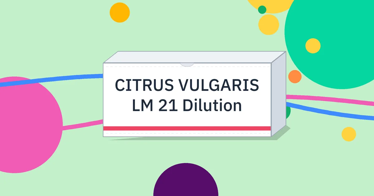 Symbolbild: Packung mit der Aufschrift CITRUS VULGARIS LM 21 Dilution (PZN 12821854) – Verfügbarkeit und Bezug in Apotheken in Frankfurt am Main