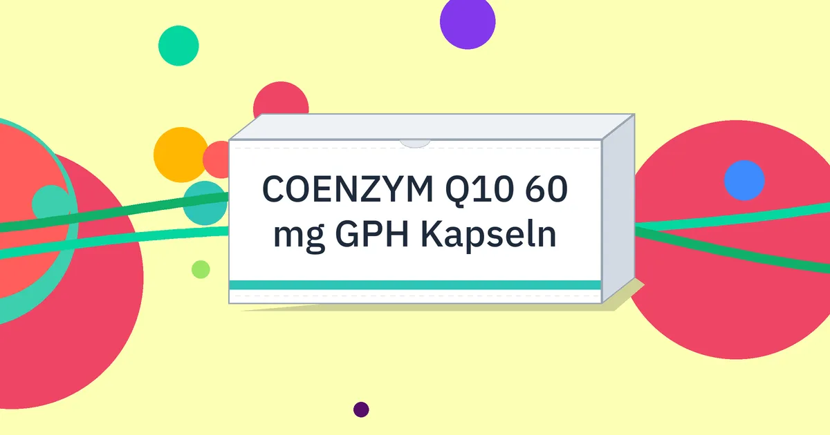 Symbolbild: Packung mit der Aufschrift COENZYM Q10 60 mg GPH Kapseln (PZN 01551216) – Verfügbarkeit und Bezug in Apotheken in Frankfurt am Main