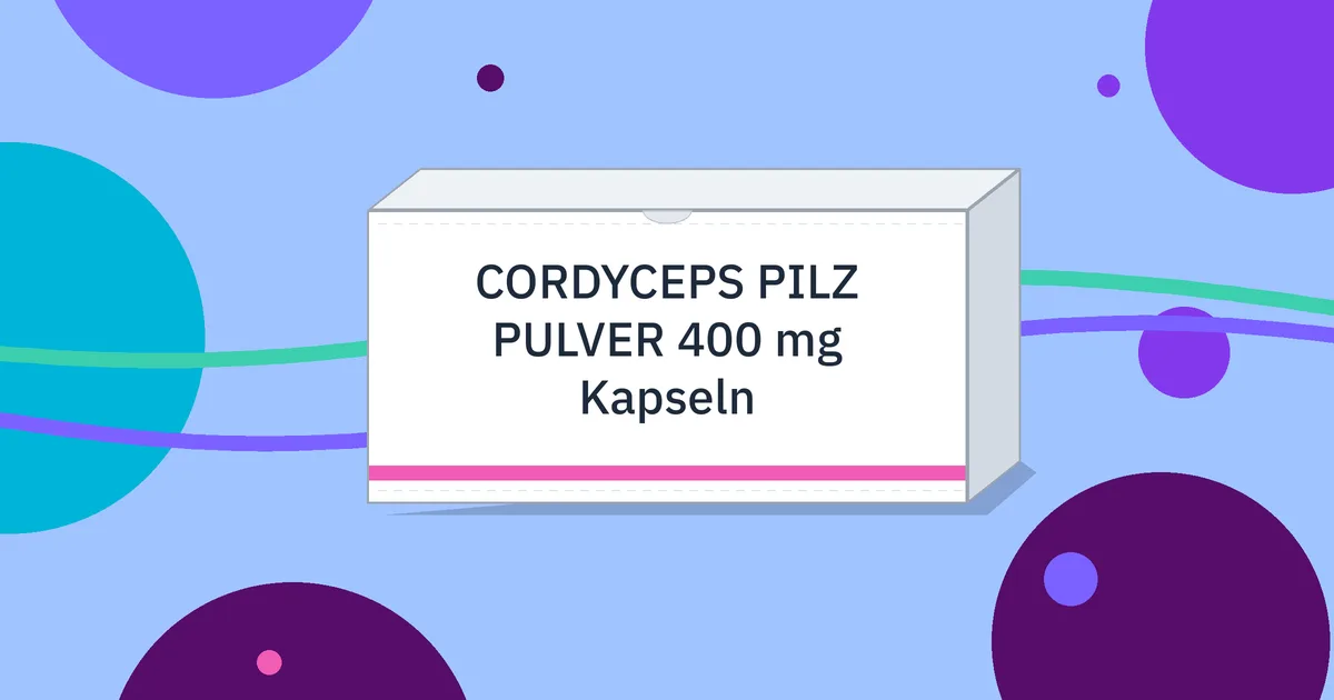 Symbolbild: Packung mit der Aufschrift CORDYCEPS PILZ PULVER 400 mg Kapseln (PZN 11071569) – Verfügbarkeit und Bezug in Apotheken in Frankfurt am Main