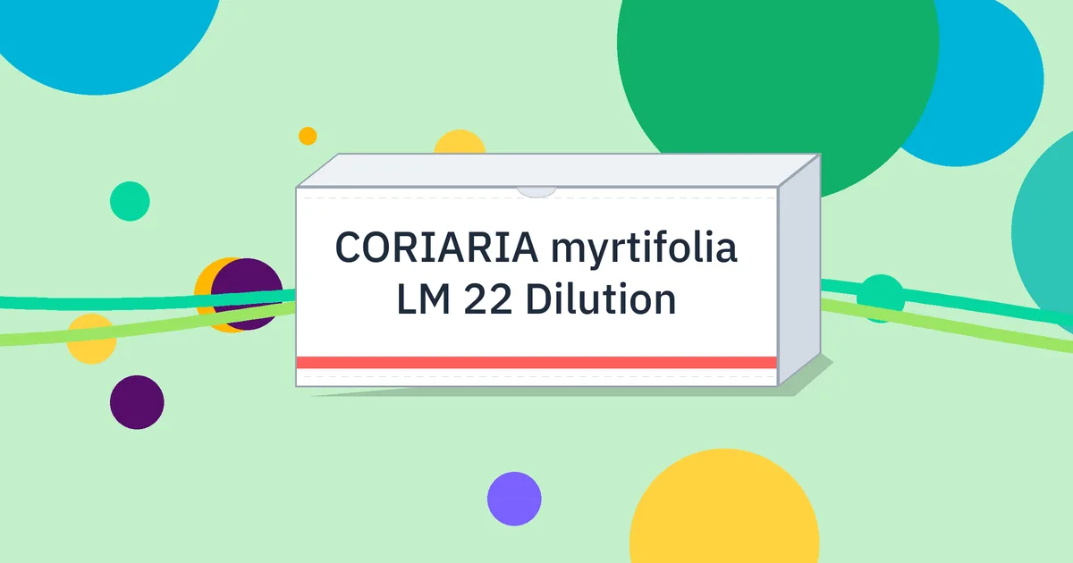 Symbolbild: Packung mit der Aufschrift CORIARIA myrtifolia LM 22 Dilution (PZN 13451804) – Verfügbarkeit und Bezug in Apotheken in Frankfurt am Main