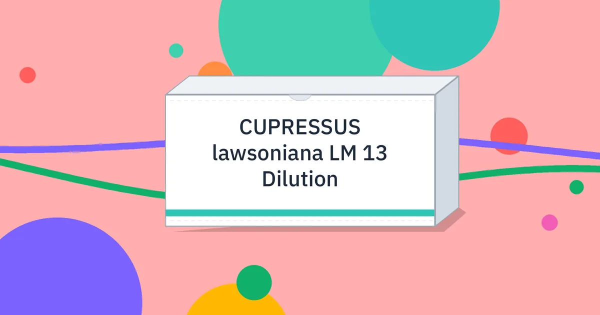 Symbolbild: Packung mit der Aufschrift CUPRESSUS lawsoniana LM 13 Dilution (PZN 13457741) – Verfügbarkeit und Bezug in Apotheken in Frankfurt am Main