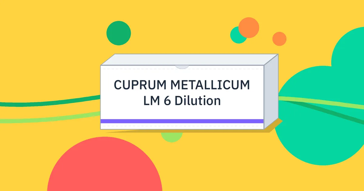 Symbolbild: Packung mit der Aufschrift CUPRUM METALLICUM LM 6 Dilution (PZN 02601761) – Verfügbarkeit und Bezug in Apotheken in Frankfurt am Main