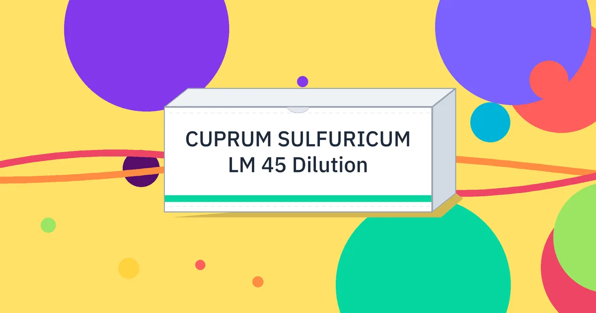 Symbolbild: Packung mit der Aufschrift CUPRUM SULFURICUM LM 45 Dilution (PZN 12839297) – Verfügbarkeit und Bezug in Apotheken in Frankfurt am Main