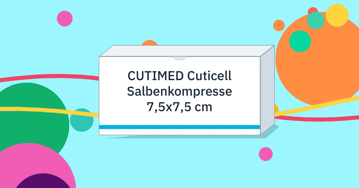 Symbolbild: Packung mit der Aufschrift CUTIMED Cuticell Salbenkompresse 7,5x7,5 cm (PZN 19768672) – Verfügbarkeit und Bezug in Apotheken in Frankfurt am Main