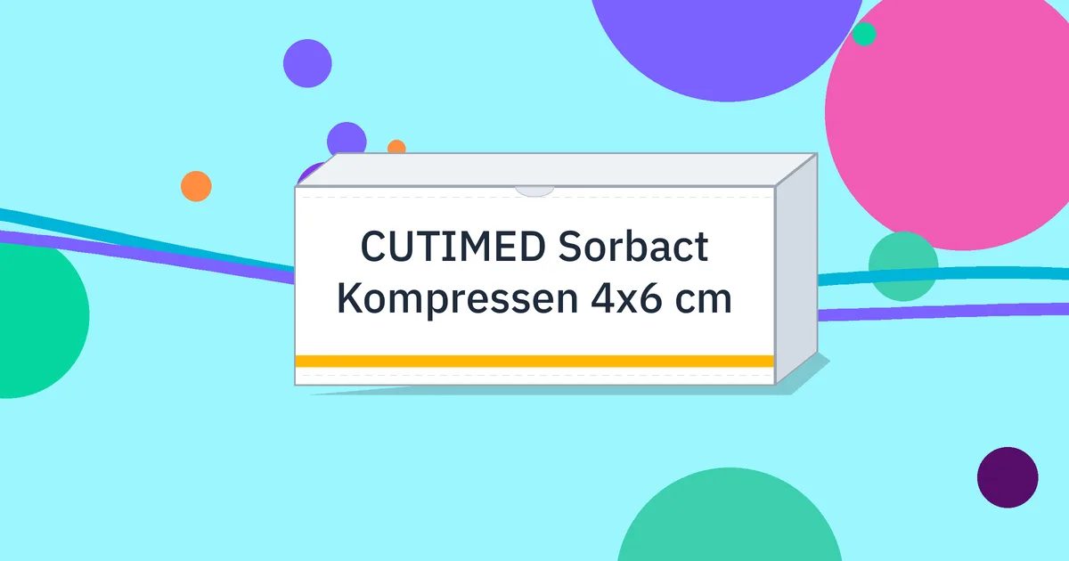 Symbolbild: Packung mit der Aufschrift CUTIMED Sorbact Kompressen 4x6 cm (PZN 11093654) – Verfügbarkeit und Bezug in Apotheken in Frankfurt am Main