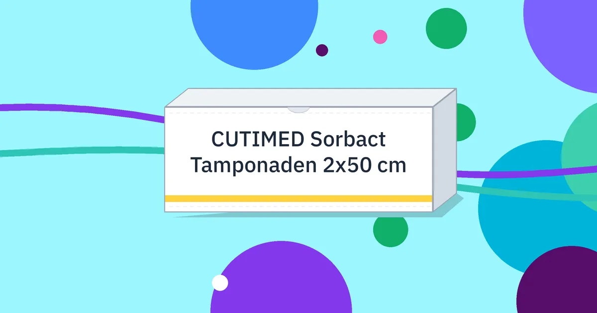 Symbolbild: Packung mit der Aufschrift CUTIMED Sorbact Tamponaden 2x50 cm (PZN 16917203) – Verfügbarkeit und Bezug in Apotheken in Frankfurt am Main