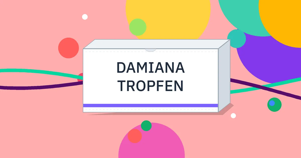 Symbolbild: Packung mit der Aufschrift DAMIANA TROPFEN (PZN 12372729) – Verfügbarkeit und Bezug in Apotheken in Frankfurt am Main