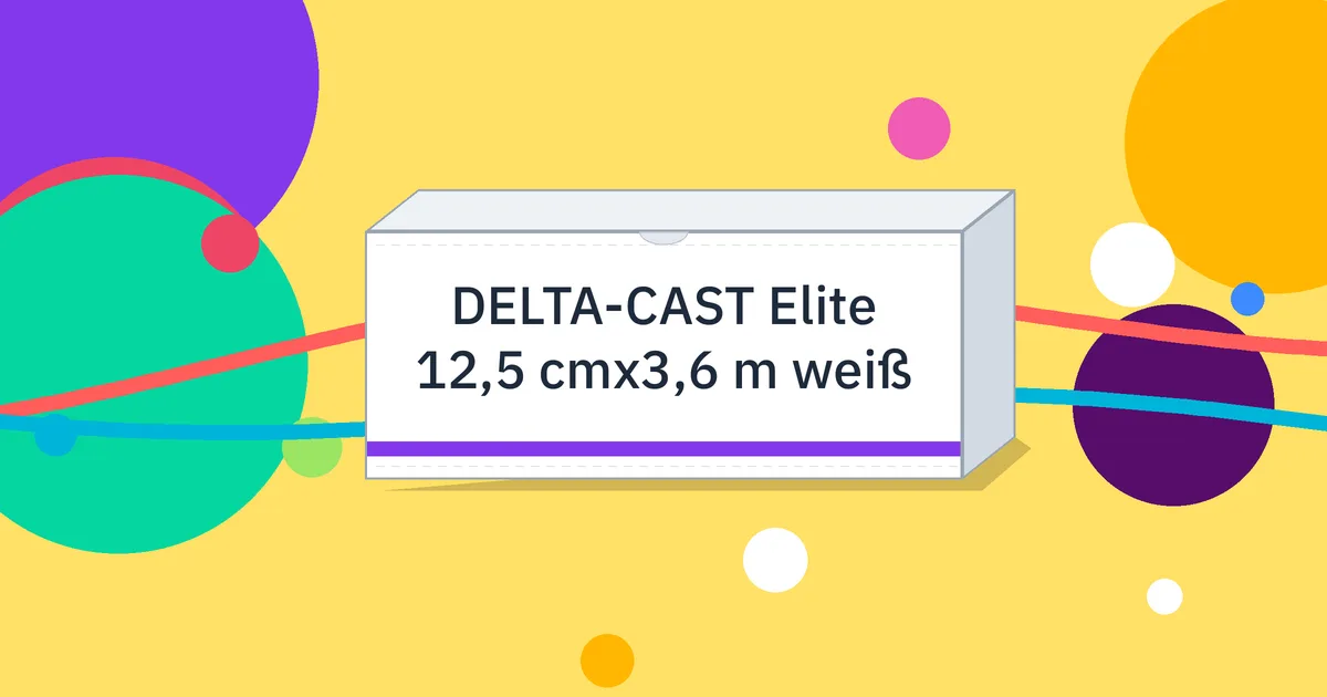 Symbolbild: Packung mit der Aufschrift DELTA-CAST Elite 12,5 cmx3,6 m weiß (PZN 07504732) – Verfügbarkeit und Bezug in Apotheken in Frankfurt am Main