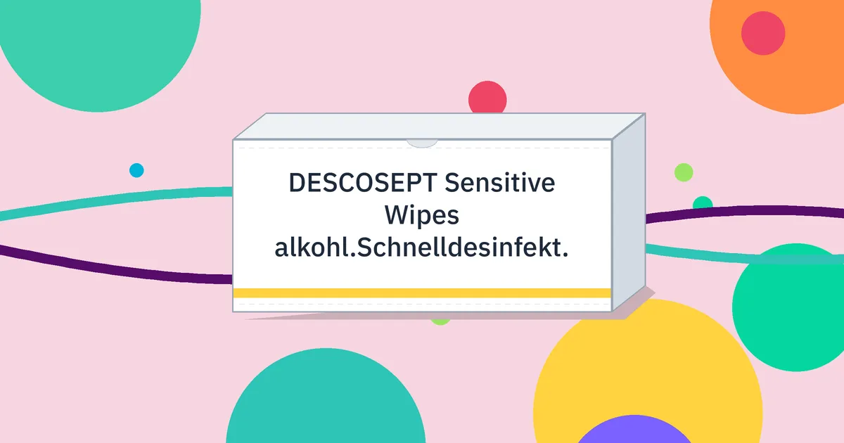 Symbolbild: Packung mit der Aufschrift DESCOSEPT Sensitive Wipes alkohl.Schnelldesinfekt. (PZN 14307328) – Verfügbarkeit und Bezug in Apotheken in Frankfurt am Main