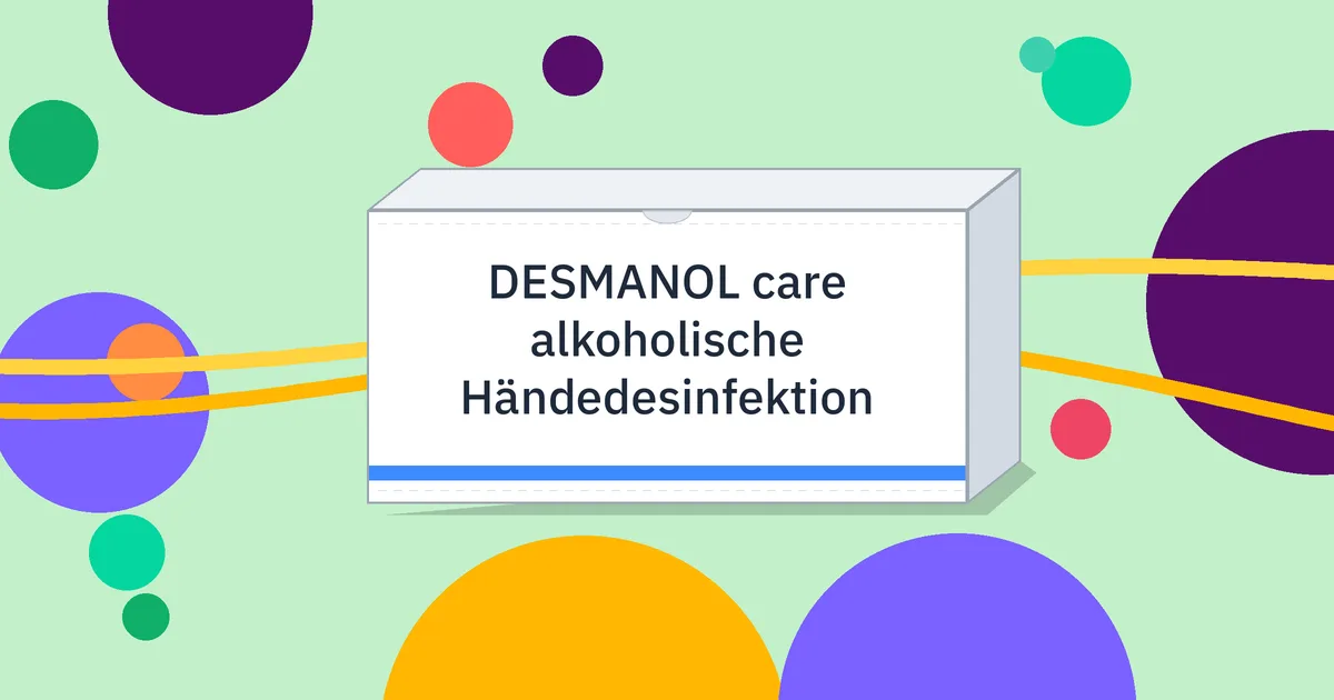 Symbolbild: Packung mit der Aufschrift DESMANOL care alkoholische Händedesinfektion (PZN 12427844) – Verfügbarkeit und Bezug in Apotheken in Frankfurt am Main